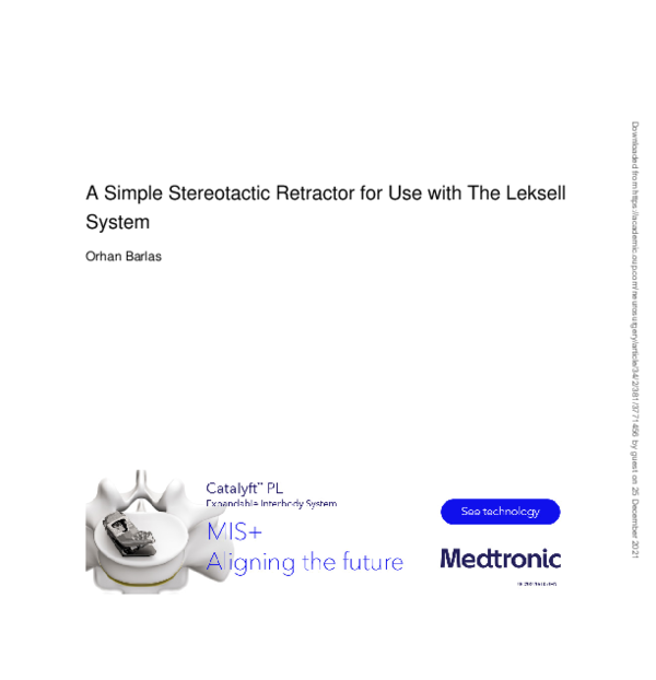 (PDF) A Simple Stereotactic Retractor for Use with The Leksell System ...