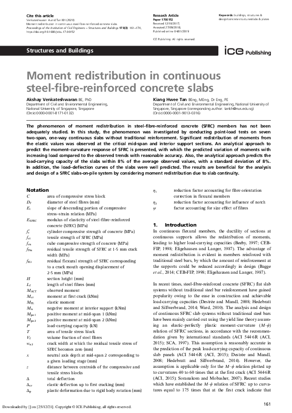 (PDF) Moment Redistribution in Continuous Steel Fibre Reinforced ...
