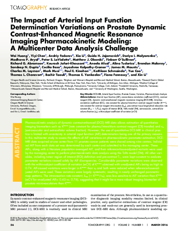 Pdf The Impact Of Arterial Input Function Determination Variations On