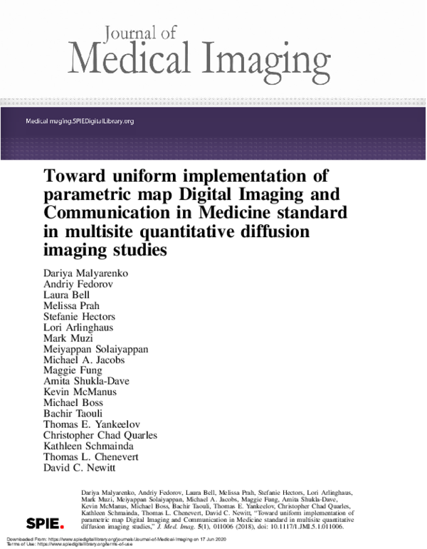 (PDF) Toward uniform implementation of parametric map Digital Imaging ...