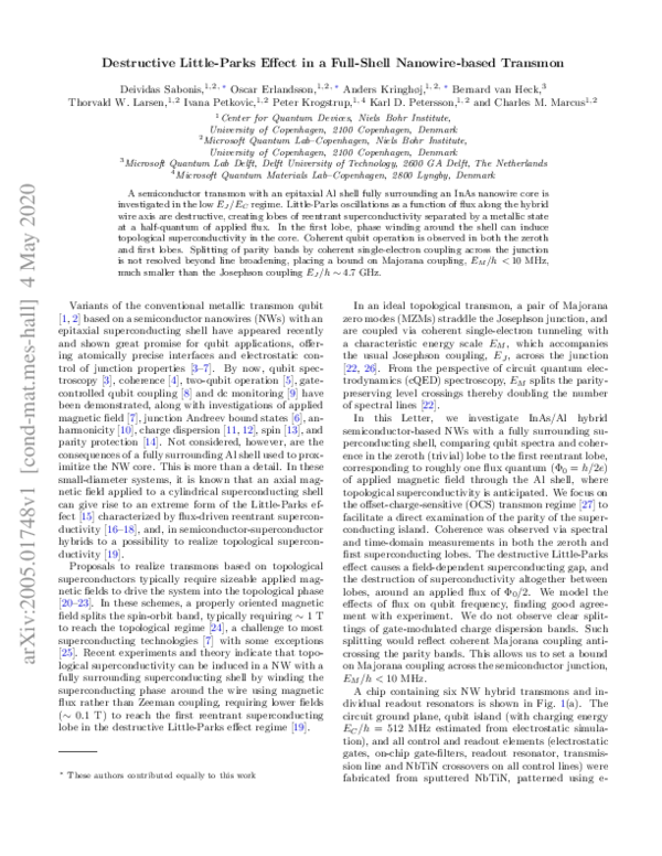 (PDF) Destructive Little-Parks Effect in a Full-Shell Nanowire-Based ...