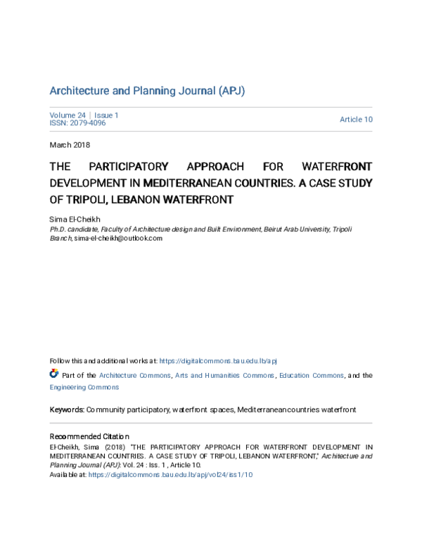 (PDF) The Participatory Approach for Waterfront Development in ...