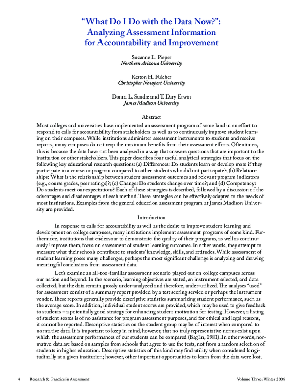 (PDF) What do I do with the data now?: Analyzing assessment information ...