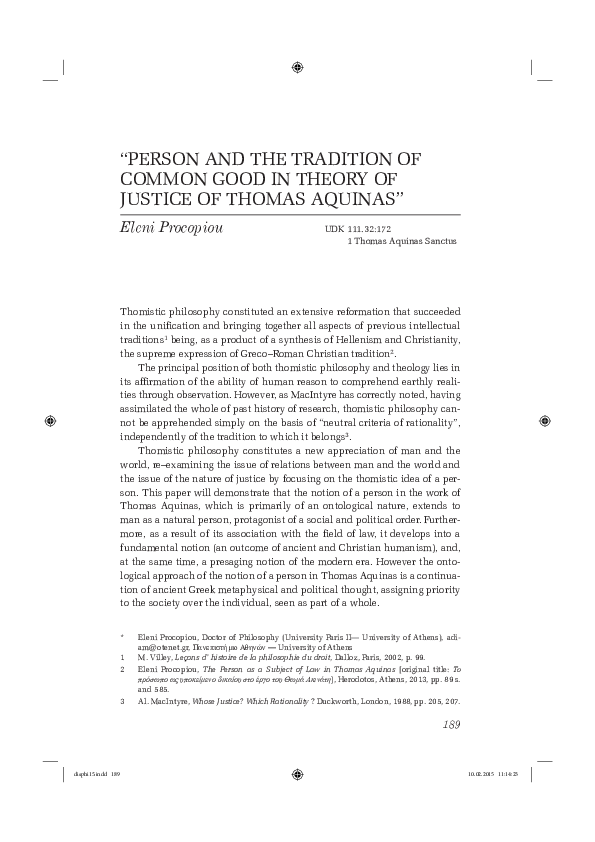(PDF) “ Person and the Tradition of Common Good in Theory of Justice of ...
