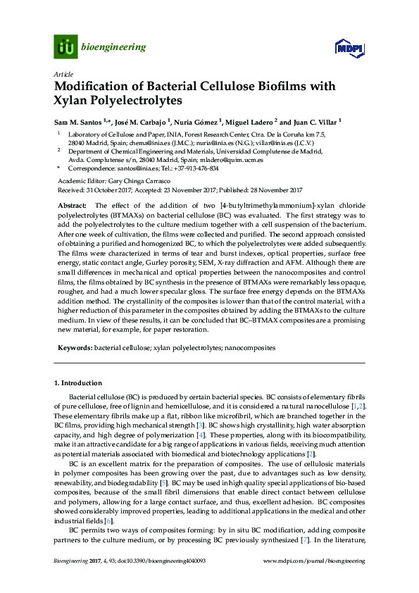 (PDF) Modification of Bacterial Cellulose Biofilms with Xylan ...