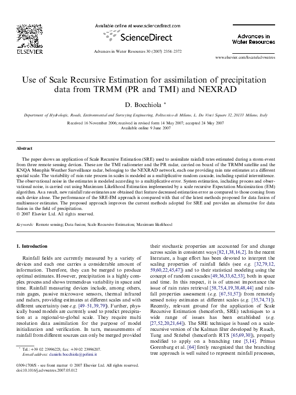 (PDF) Use of Scale Recursive Estimation for assimilation of ...