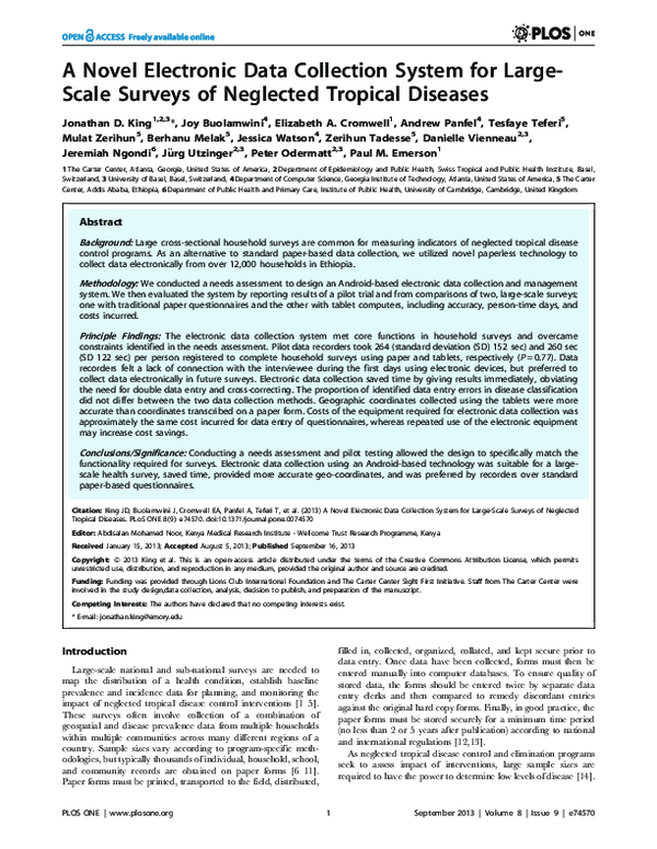 (PDF) A Novel Electronic Data Collection System for Large-Scale Surveys of Neglected Tropical ...