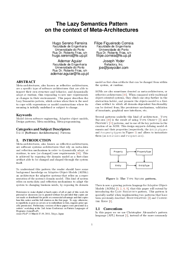 Pdf The Lazy Semantics Pattern On The Context Of Meta Architectures 3096