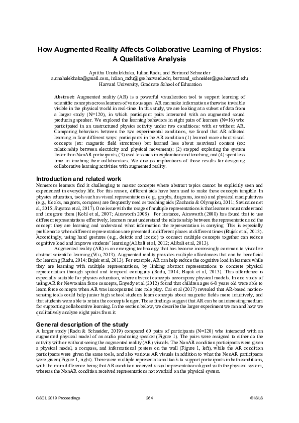 (PDF) How Augmented Reality Affects Collaborative Learning of Physics ...