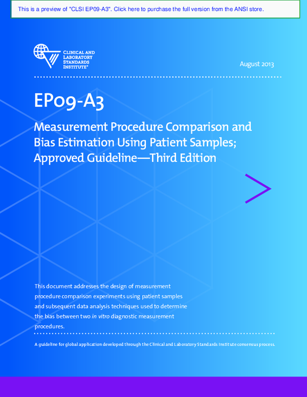 (PDF) Measurement Procedure Comparison and Bias Estimation Using Patient Samples; Approved ...
