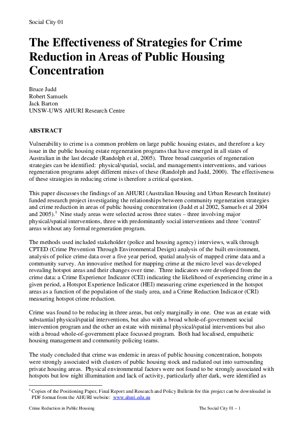 (PDF) The effectiveness of strategies for crime reduction in areas of ...