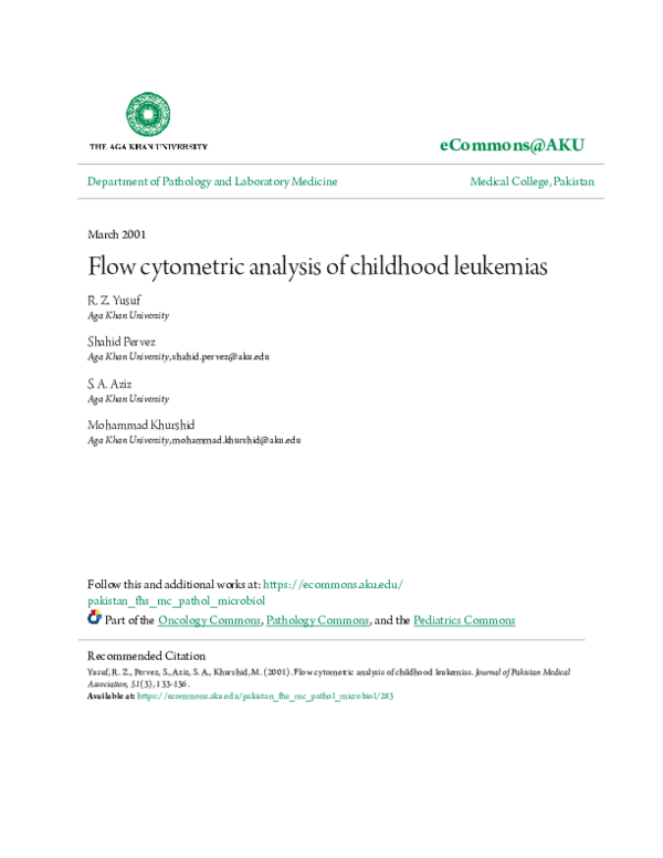 (PDF) Flow cytometric analysis of childhood leukemias (PDF) Flow cytometric analysis of childhood leukemias