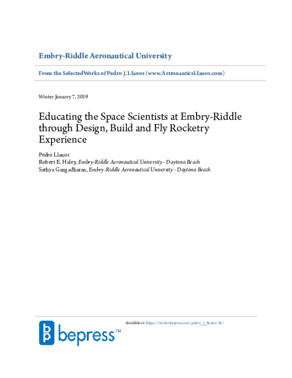 (PDF) Educating the Space Scientists at Embry-Riddle through Design ...