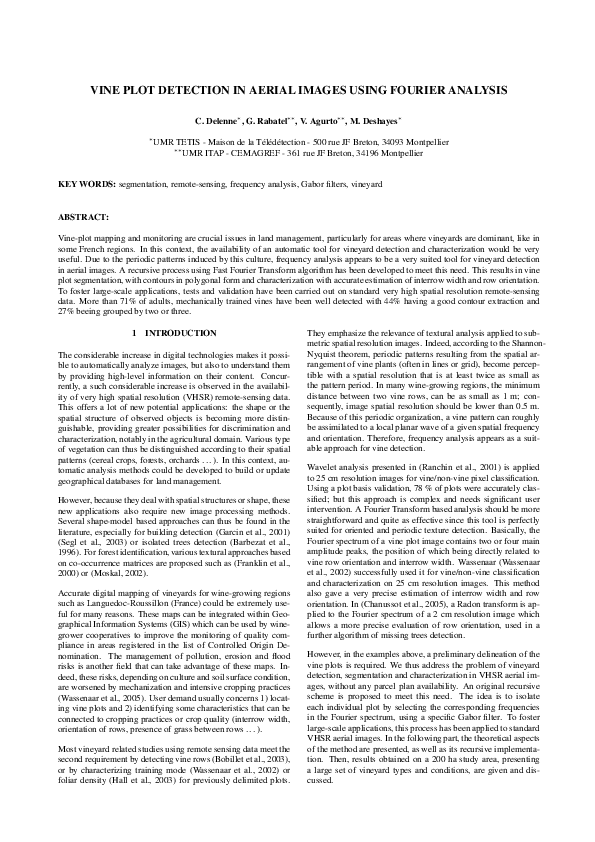 Pdf Vine Plot Detection In Aerial Images Using Fourier Analysis