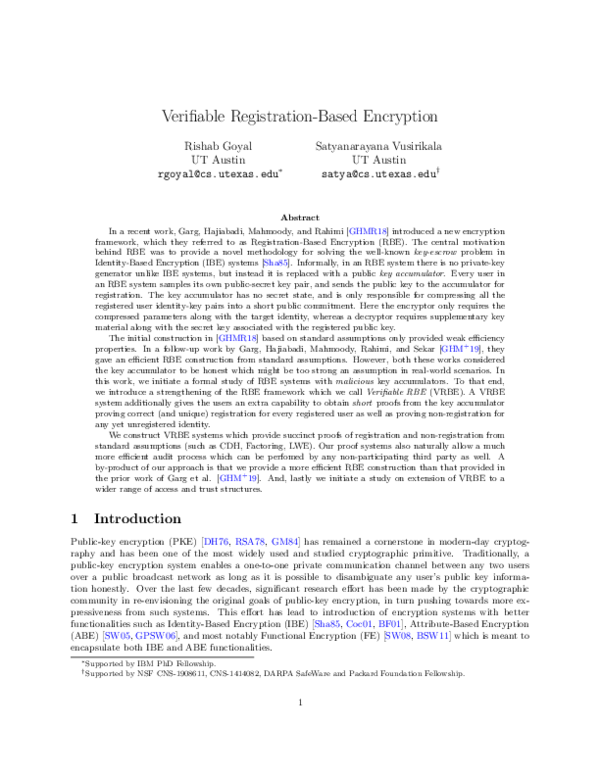 (PDF) Verifiable Registration-Based Encryption