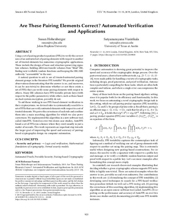 (PDF) Are These Pairing Elements Correct?: Automated Verification and Applications
