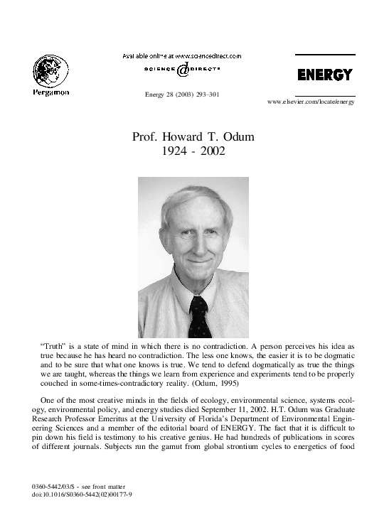 (PDF) Prof. Howard T. Odum 1924 - 2002