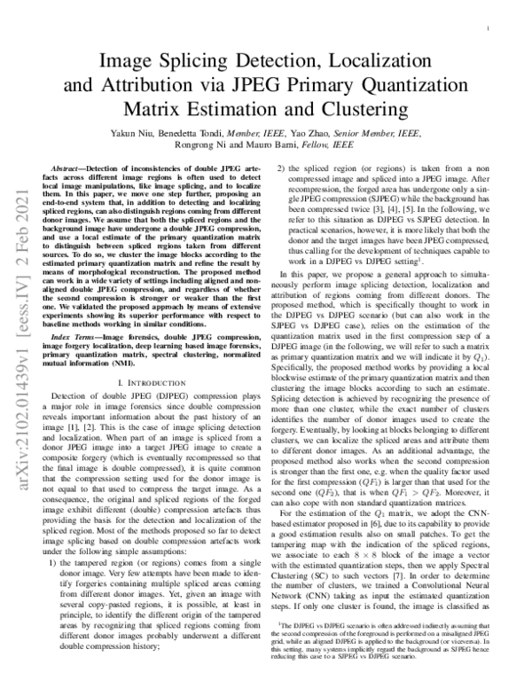(PDF) Image Splicing Detection, Localization and Attribution via JPEG ...
