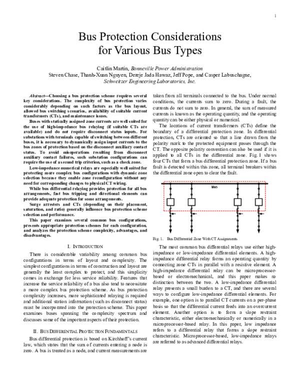 (PDF) Bus Protection Considerations for Various Bus Types