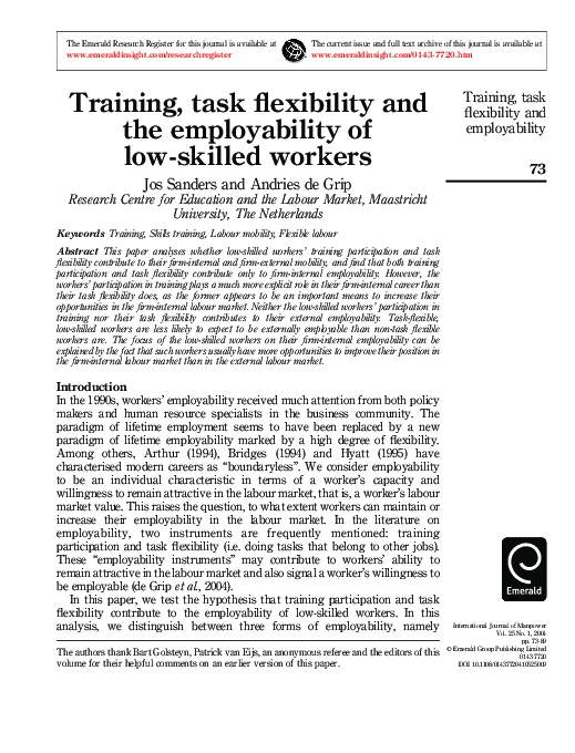 (PDF) Training, task flexibility and the employability of low-skilled ...