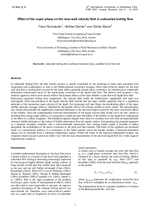 (PDF) Effect of the vapor phase on the near-wall velocity field in ...