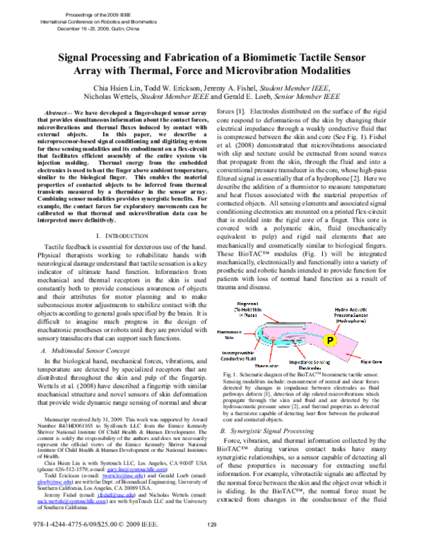 (PDF) Signal processing and fabrication of a biomimetic tactile sensor ...