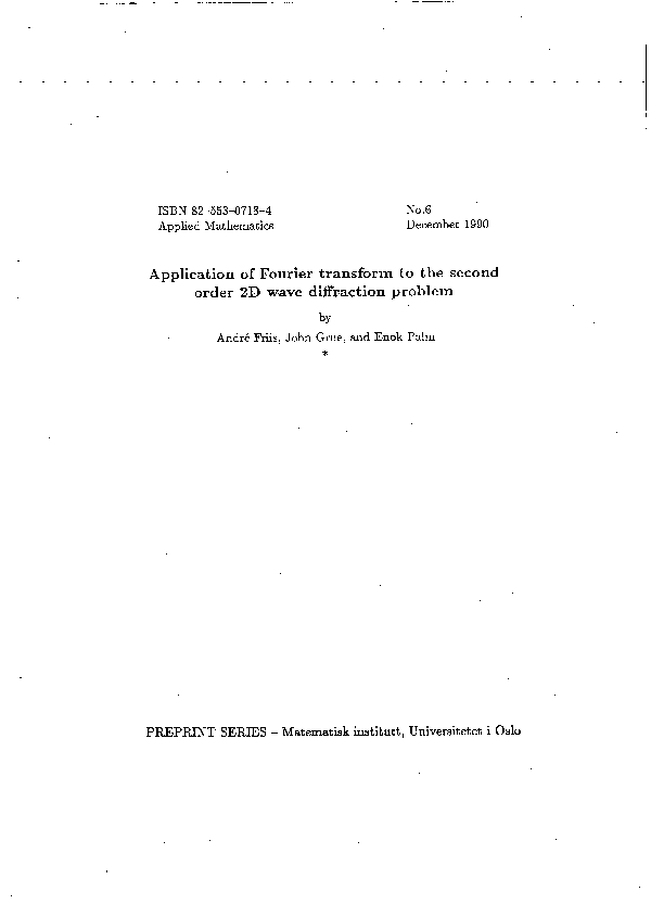 (PDF) Application of Fourier transform to the second order 2D wave ...