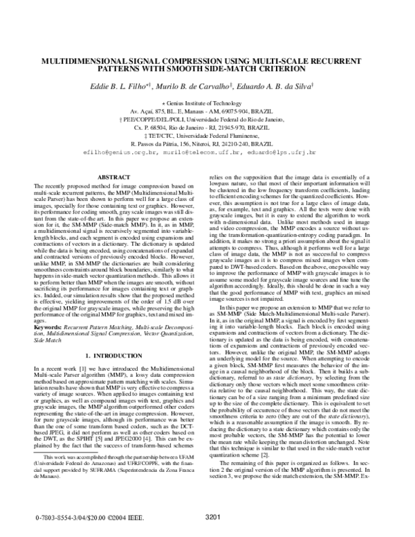 Pdf Multidimensional Signal Compression Using Multi Scale Recurrent Patterns With Smooth Side