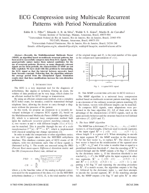 Pdf Ecg Compression Using Multiscale Recurrent Patterns With Period Normalization Eddie Lima