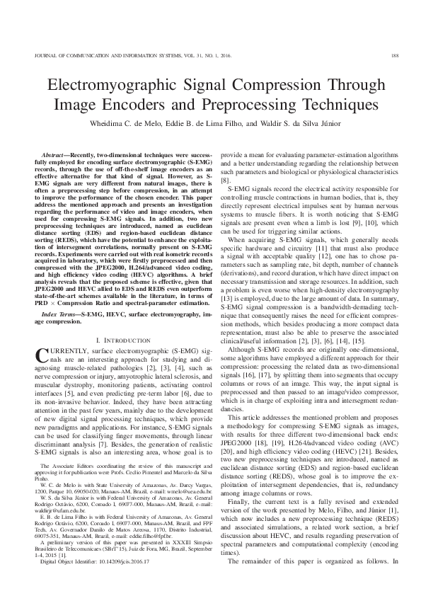 (PDF) Electromyographic Signal Compression Through Image Encoders and Preprocessing Techniques