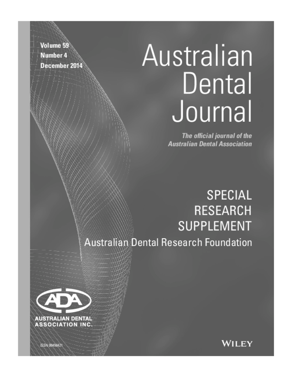 (PDF) Australian Dental Research Foundation Special Research Supplement ...