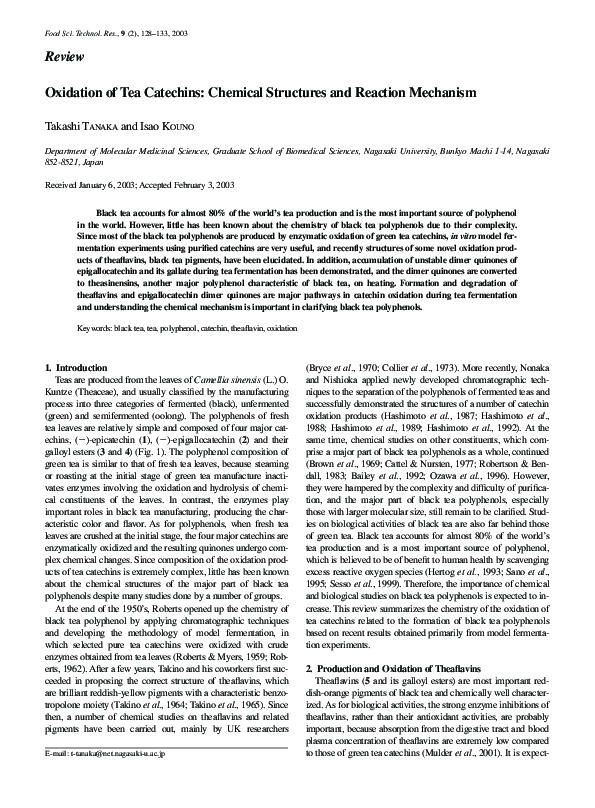 (PDF) Oxidation of Tea Catechins: Chemical Structures and Reaction ...
