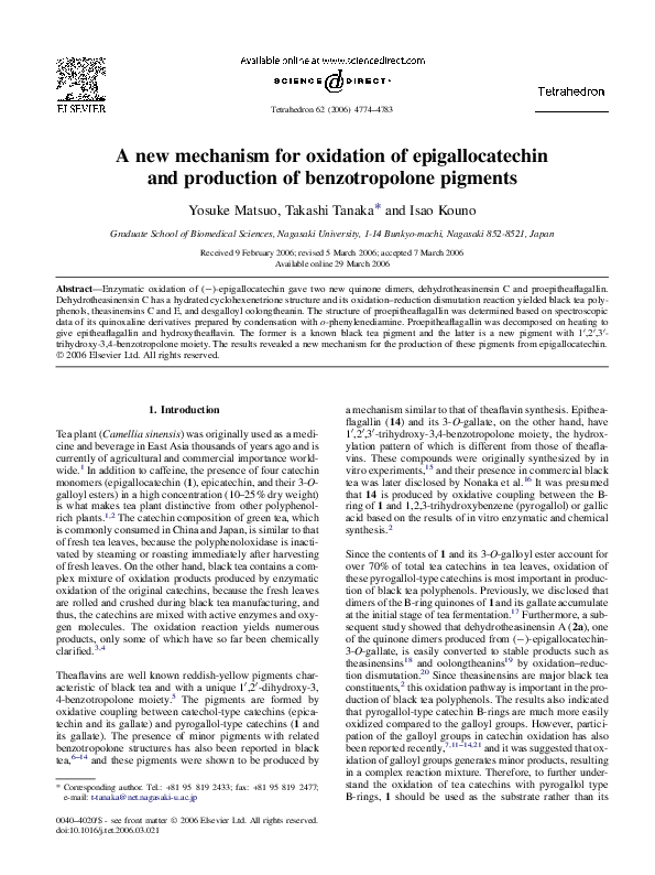 (PDF) A new mechanism for oxidation of epigallocatechin and production ...