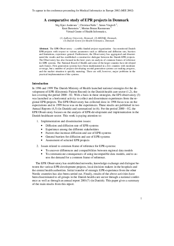 (PDF) A comparative study of EPR projects in Denmark