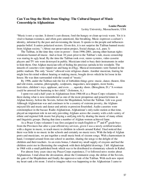 (PDF) Can You Stop the Birds from Singing: The Cultural Impact of Music ...