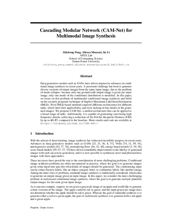 (PDF) Cascading Modular Network (CAM-Net) for Multimodal Image Synthesis