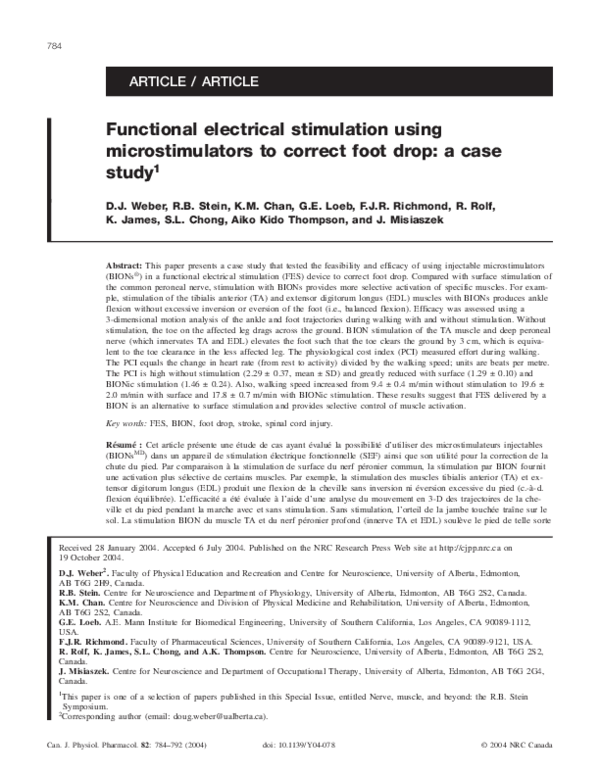 (PDF) Functional electrical stimulation using microstimulators to ...