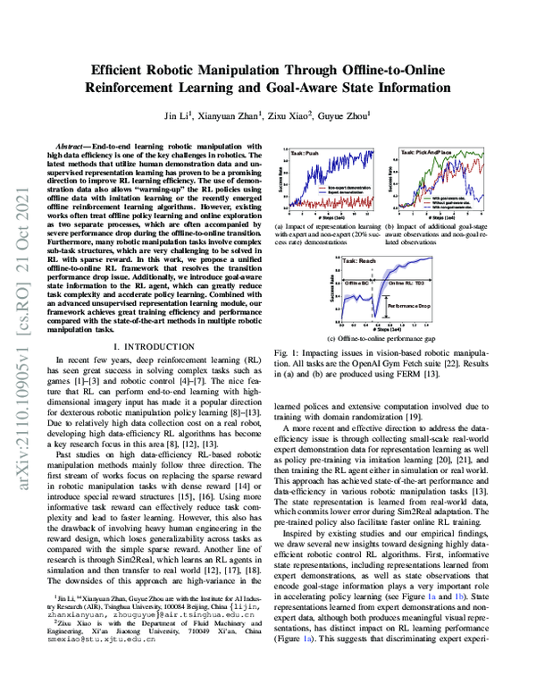 (PDF) Efficient Robotic Manipulation Through Offline-to-Online Reinforcement Learning and Goal ...