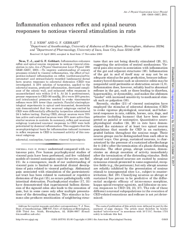(PDF) Inflammation enhances reflex and spinal neuron responses to ...