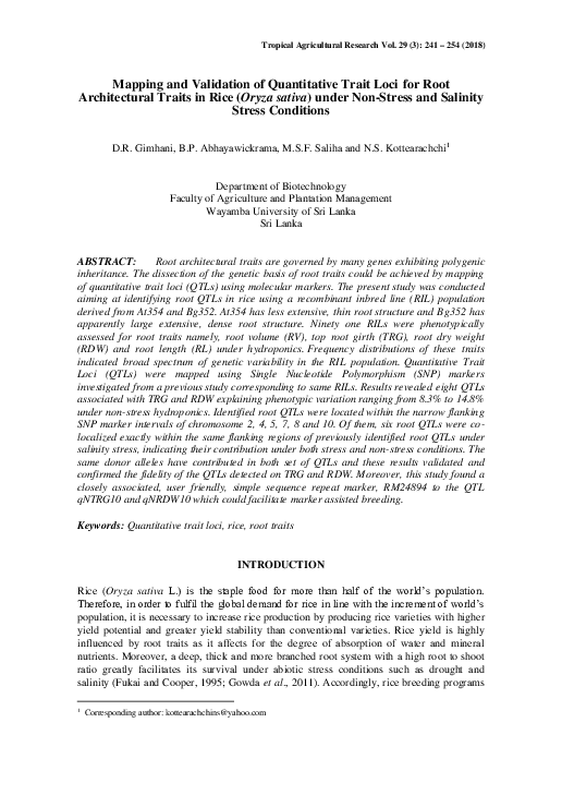 Pdf Mapping And Validation Of Quantitative Trait Loci For Spikelets