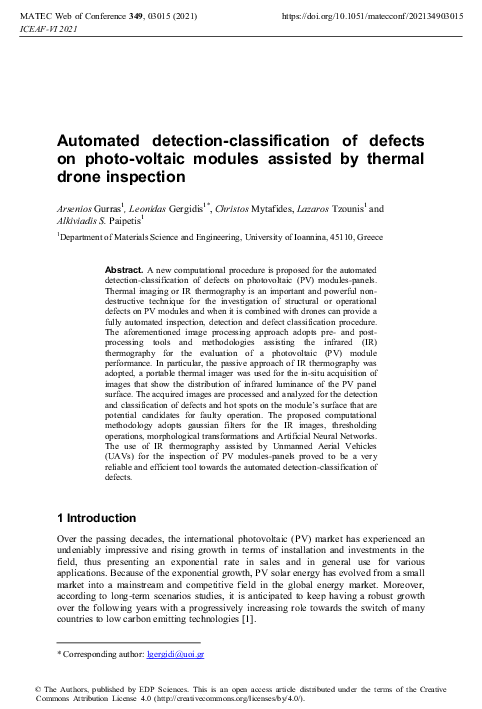 Pdf Automated Detection Classification Of Defects On Photo Voltaic