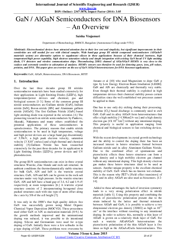 (PDF) GaN / AlGaN Semiconductors for DNA Biosensors – An Overview