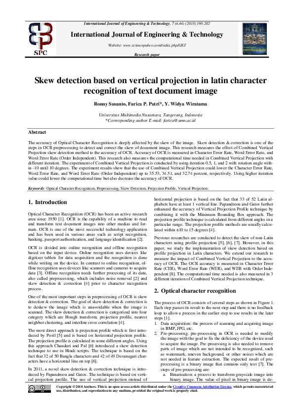 Pdf Skew Detection Based On Vertical Projection In Latin Character