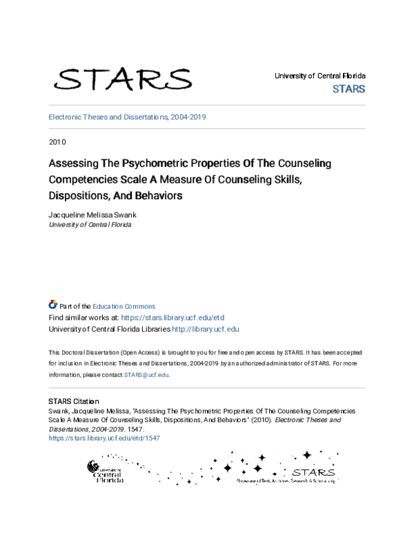 (PDF) Assessing The Psychometric Properties Of The Counseling ...