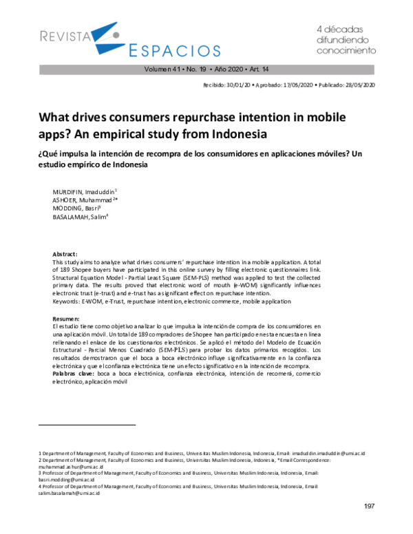 (PDF) What drives consumers repurchase intention in mobile apps An ...