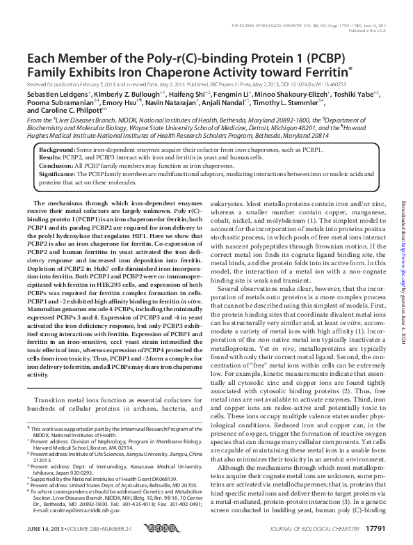 (PDF) Each Member of the Poly-r(C)-binding Protein 1 (PCBP) Family ...