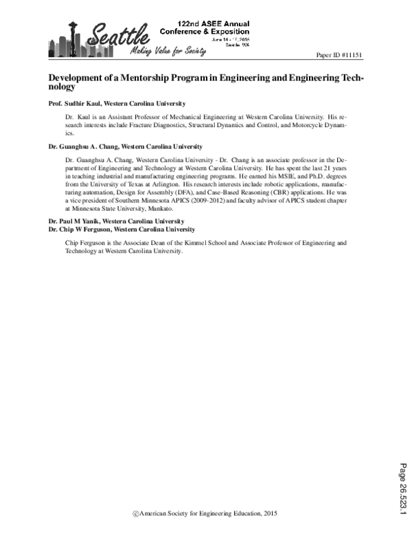 (PDF) Development of a Mentorship Program in Engineering and ...