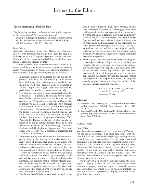 (PDF) Tarsoconjunctival pedicle flap | Charles Soparkar - Academia.edu