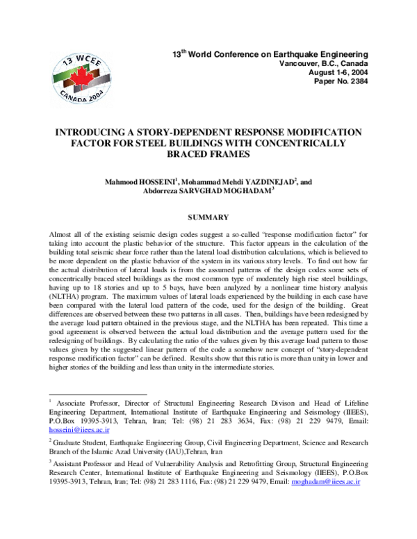 (PDF) Introducing a Story-Dependent Response Modification Factor for ...