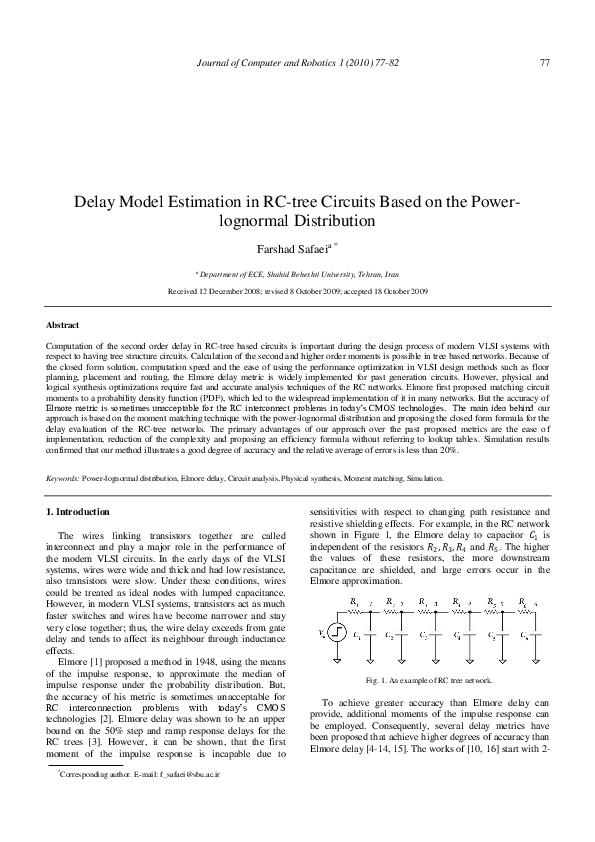 (PDF) Delay Model Estimation in RC-tree Circuits Based on the Power ...